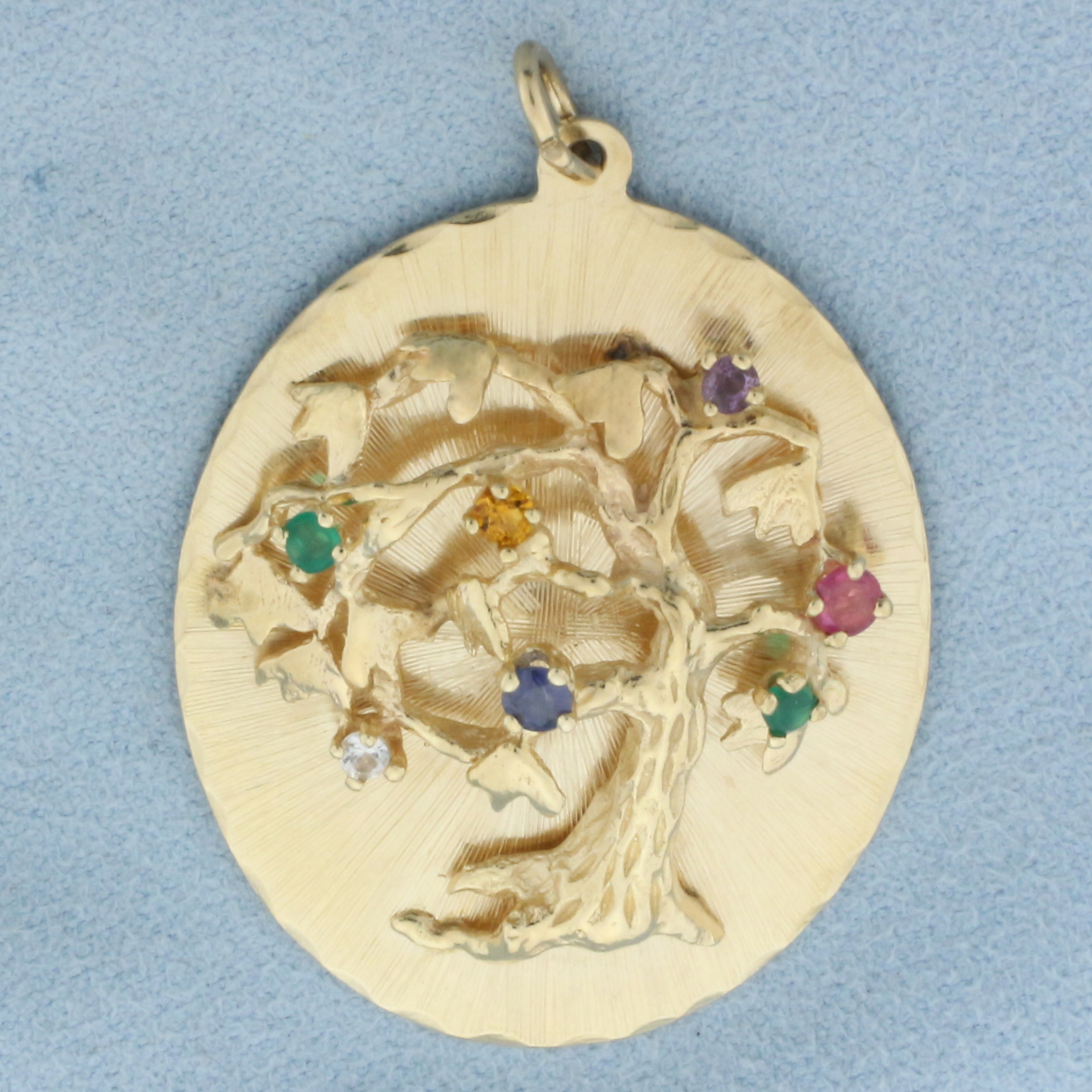 Multi Gemstone Tree of Life Medallion Pendant or Large Charm in 14k ...