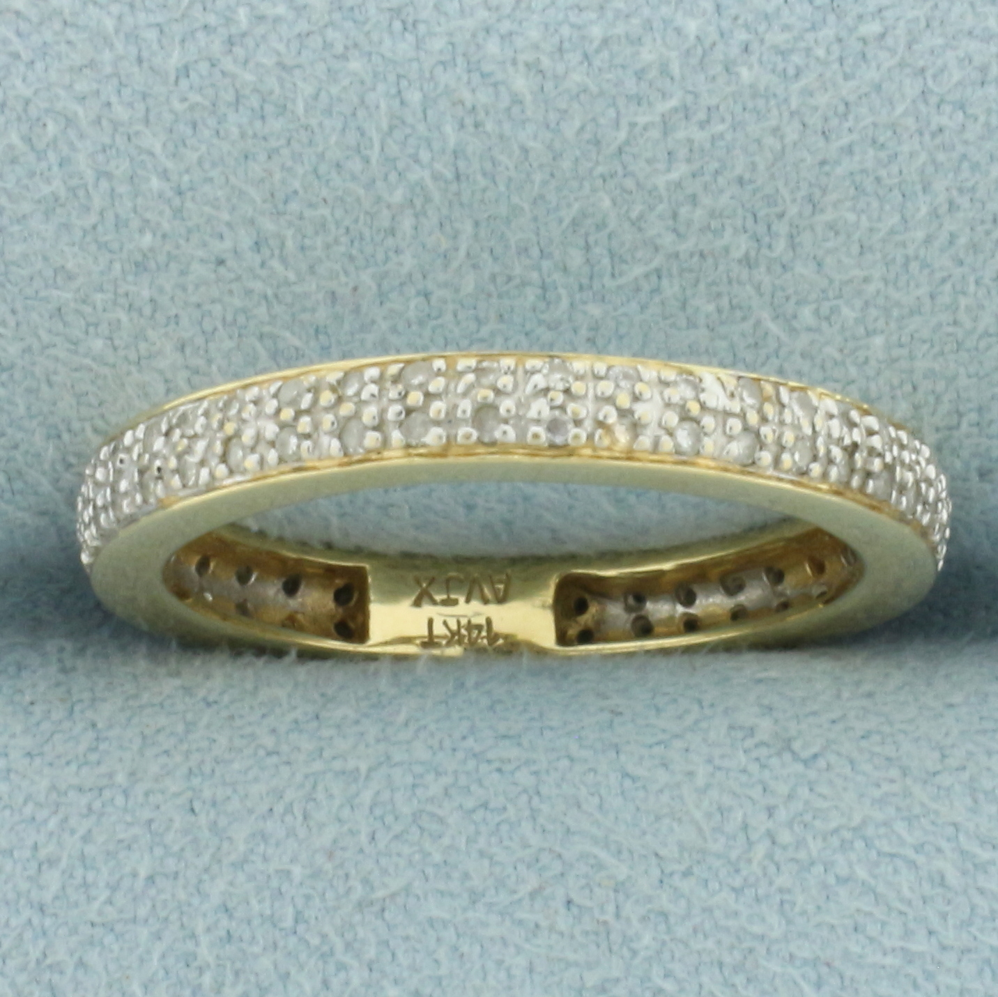Pave Diamond Stacking Eternity Band Ring in 14k Yellow Gold | Property Room