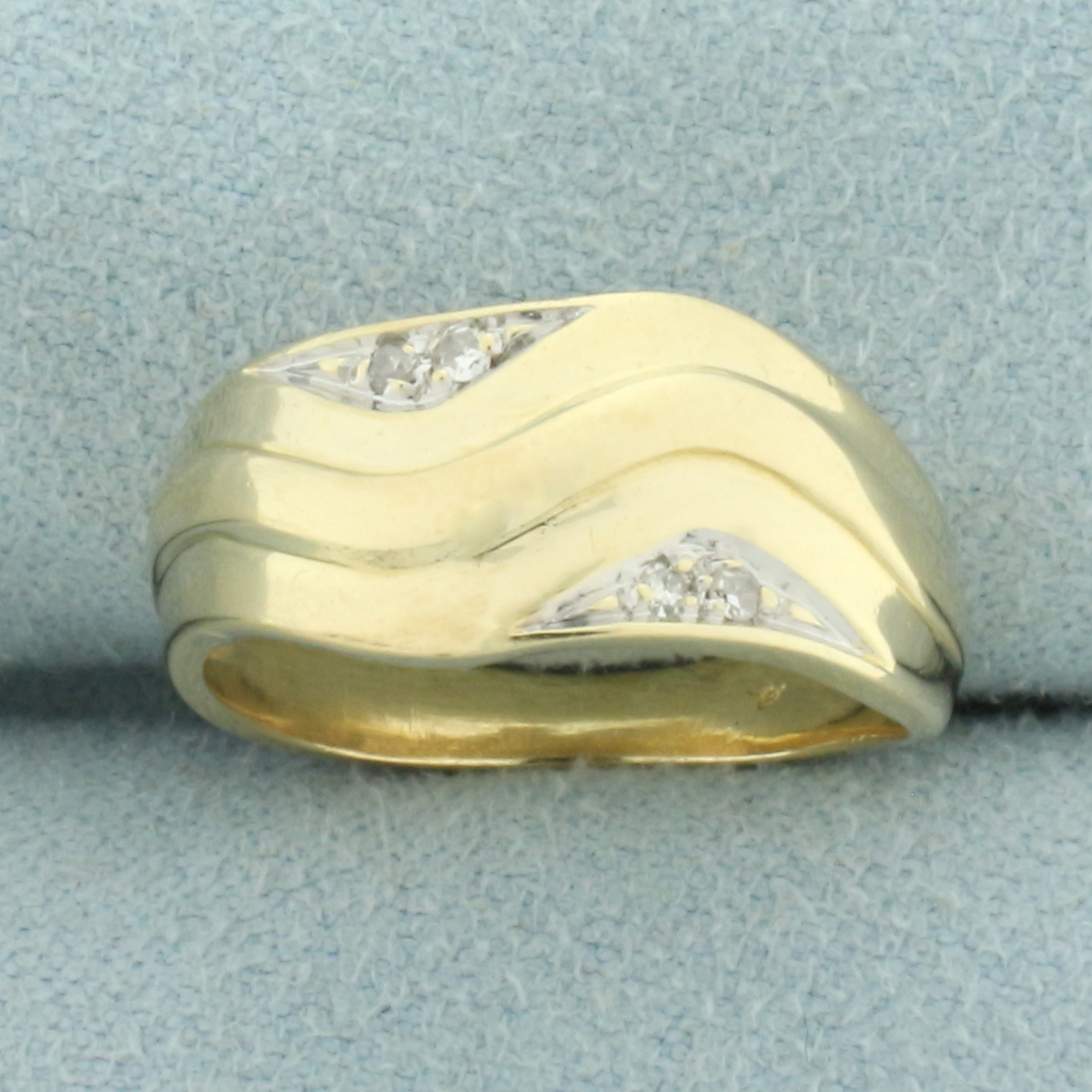 Pave Diamond Wave Design Ring in 14k Yellow Gold | Property Room
