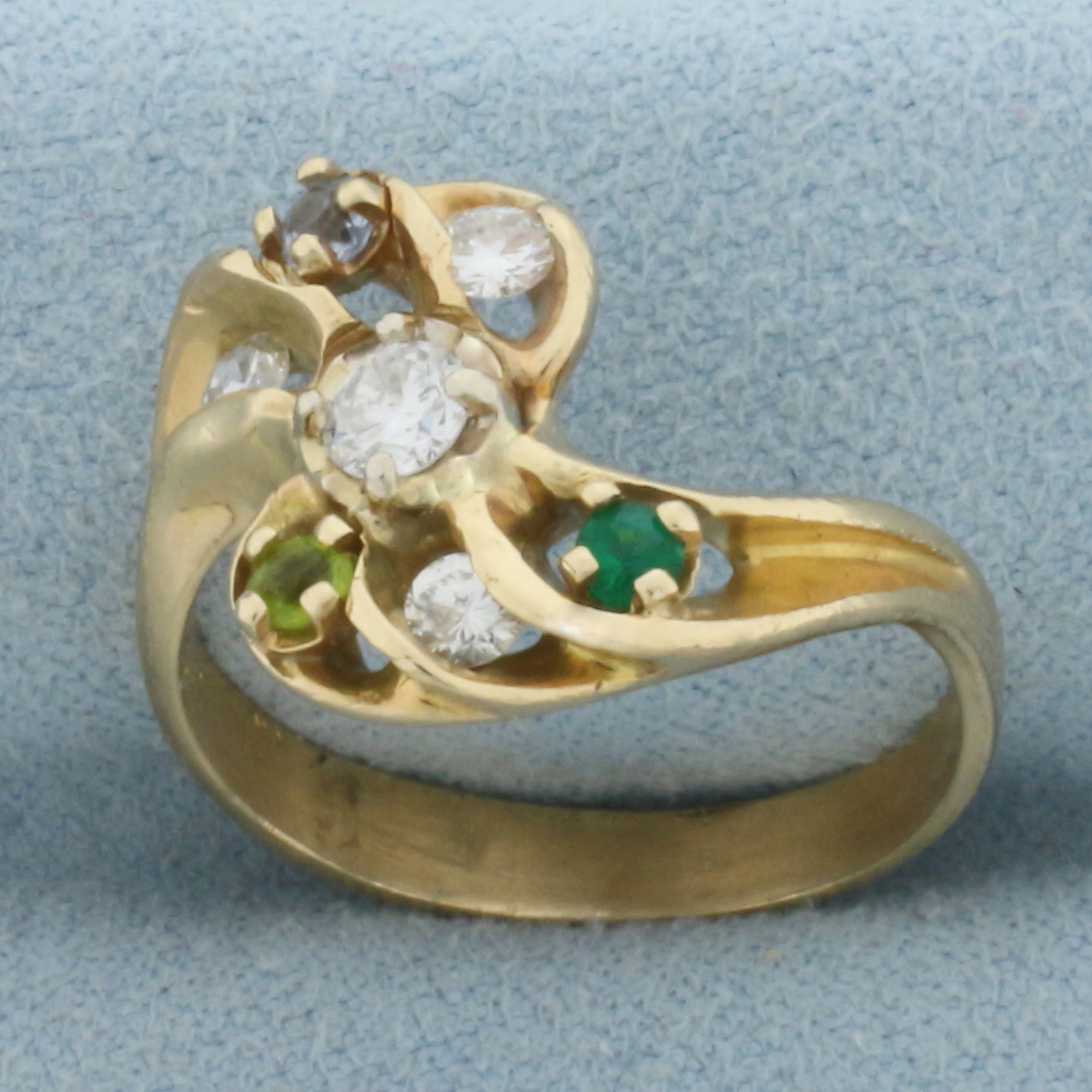 Pinwheel Diamond and Gemstone Ring in 14K Yellow Gold | Property Room