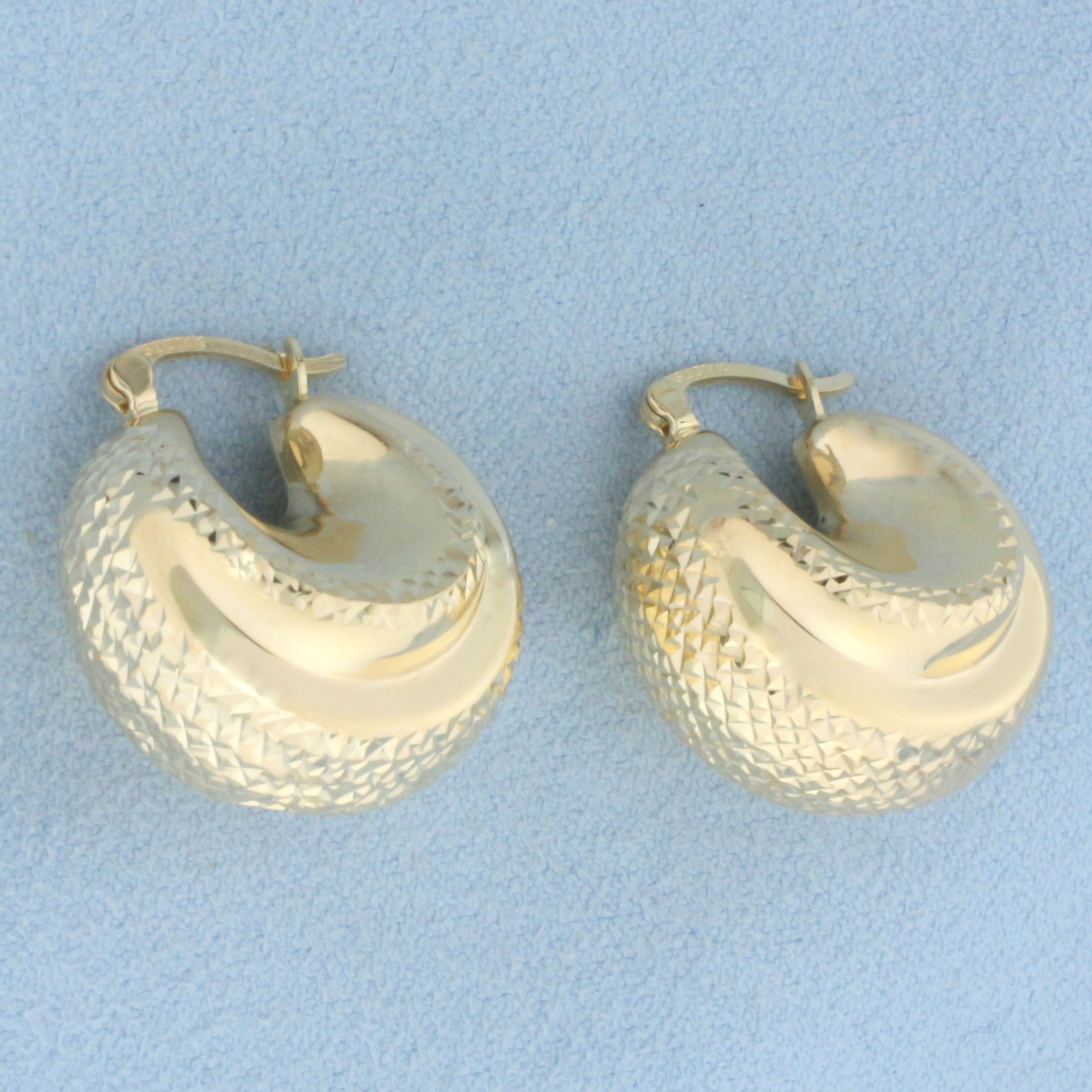 Puffy Textured Hoop Earrings in 14k Yellow Gold | Property Room