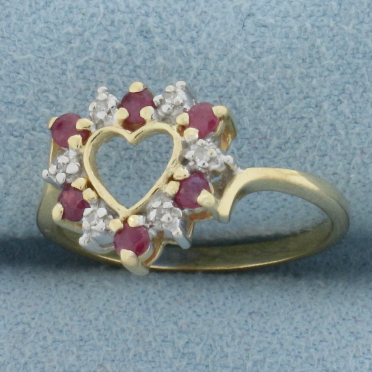 Ruby and Diamond Heart Ring in 14k Yellow Gold | Property Room