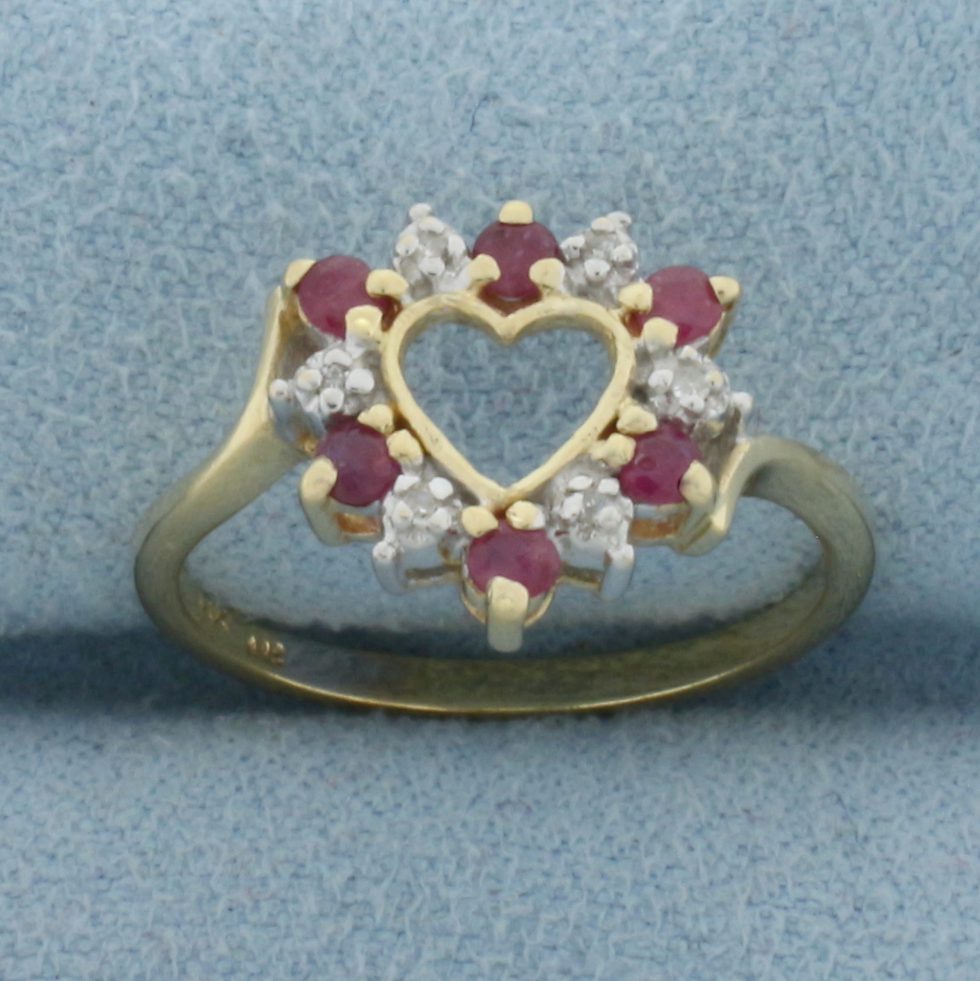 Ruby and Diamond Heart Ring in 14k Yellow Gold | Property Room