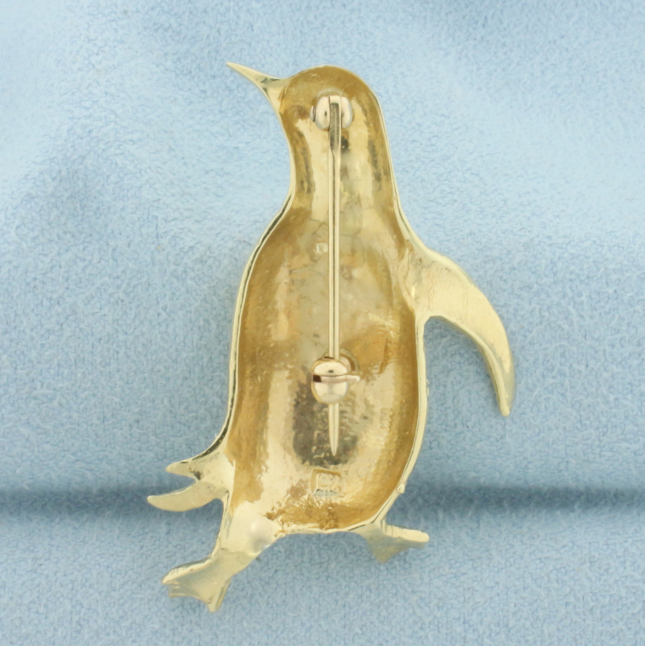 Ruby Dancing Penguin Pin in 14k Yellow Gold | Property Room