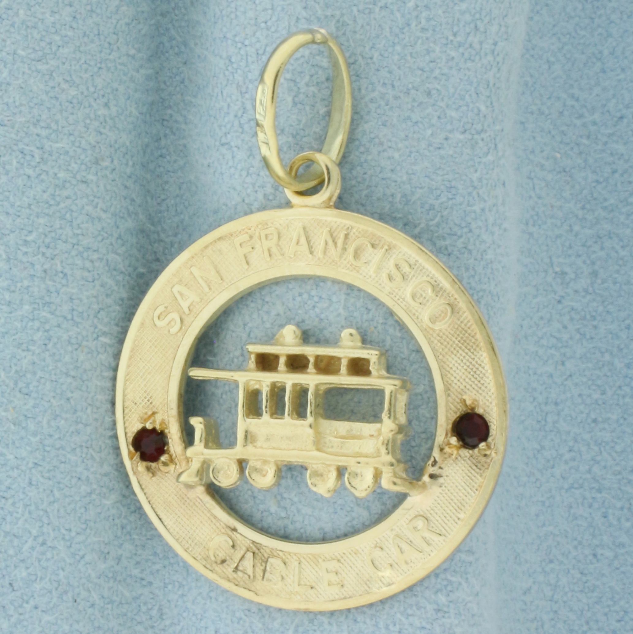 Ruby San Francisco Cable Car Medallion Charm in 14k Yellow Gold ...