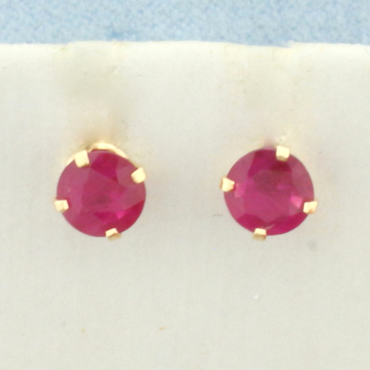 Ruby Stud Earrings in 14k Yellow Gold | Property Room