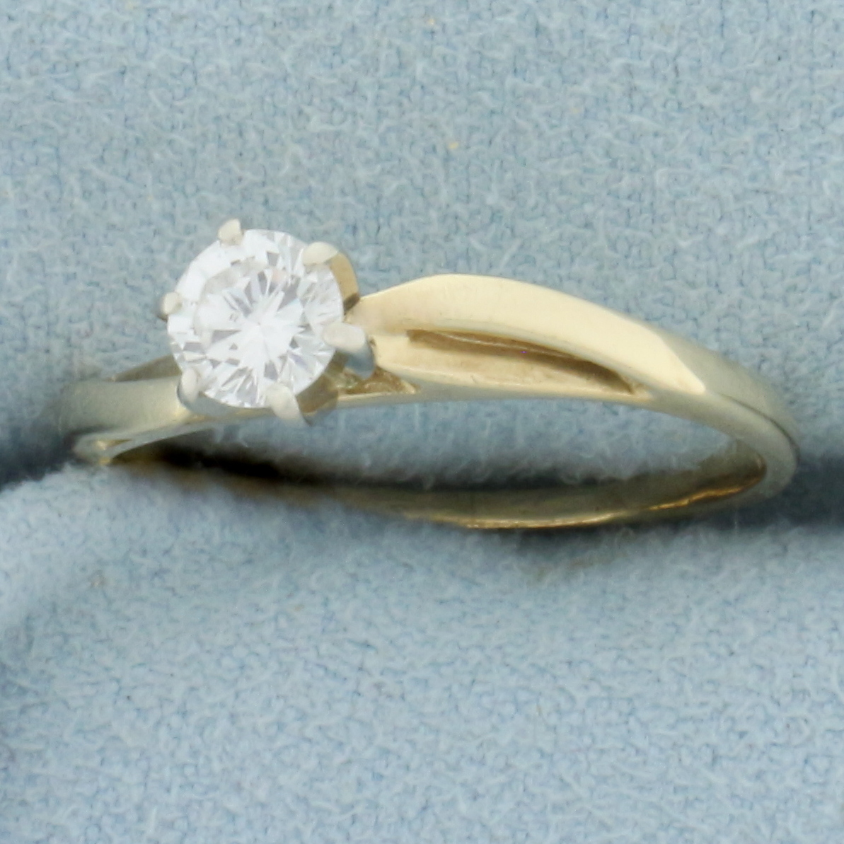 Solitaire Diamond Swirl Design Engagement Ring in 14k Yellow Gold ...