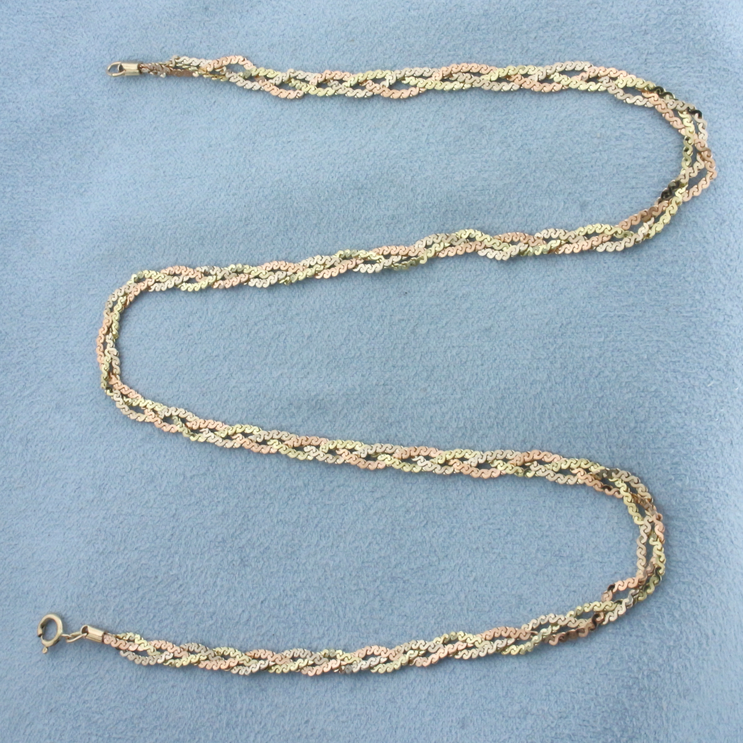 Tri-Color Braided S-Link Choker Necklace in 14k Yellow, White, and Rose ...