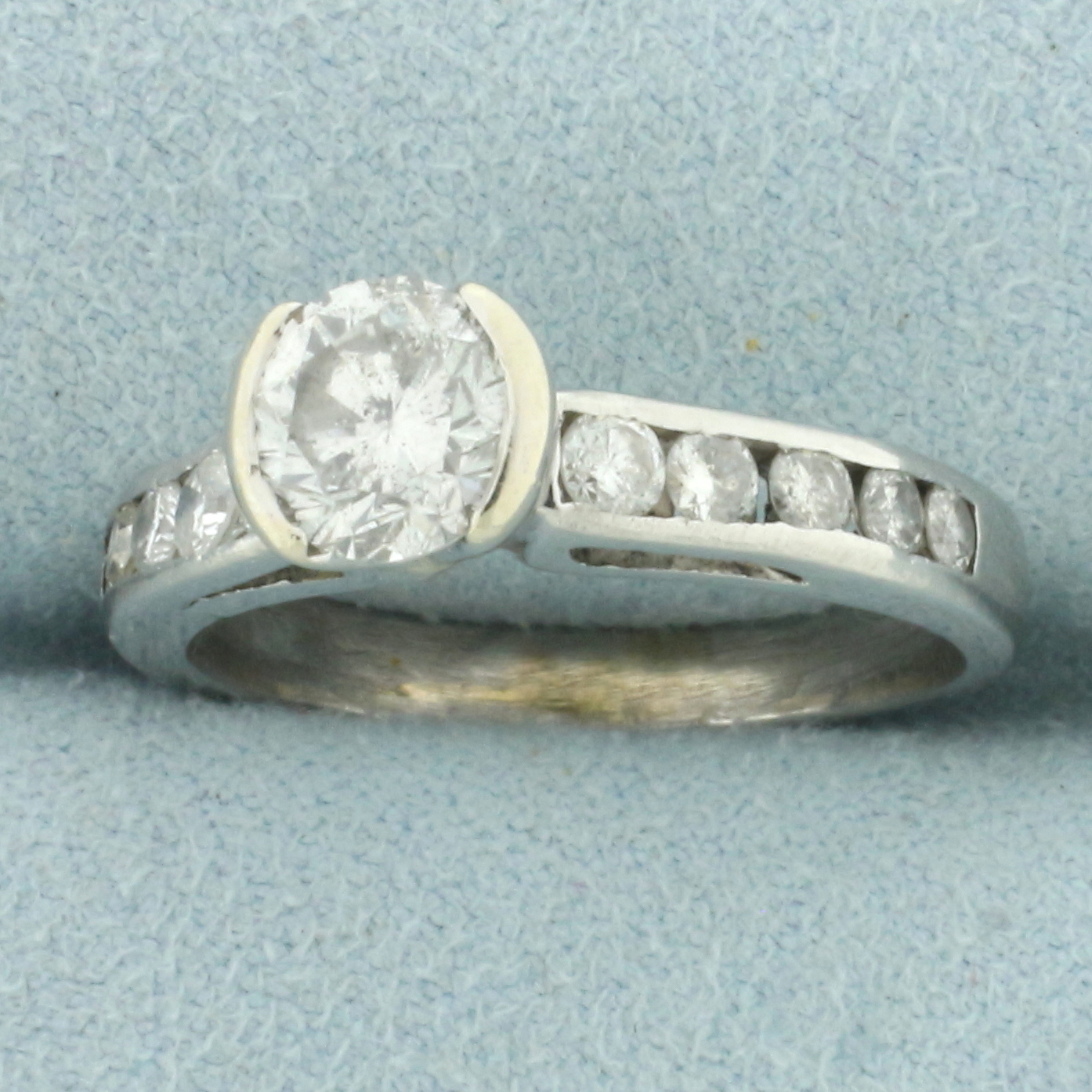 Unique Half Bezel Diamond Engagement Ring in Platinum | Property Room