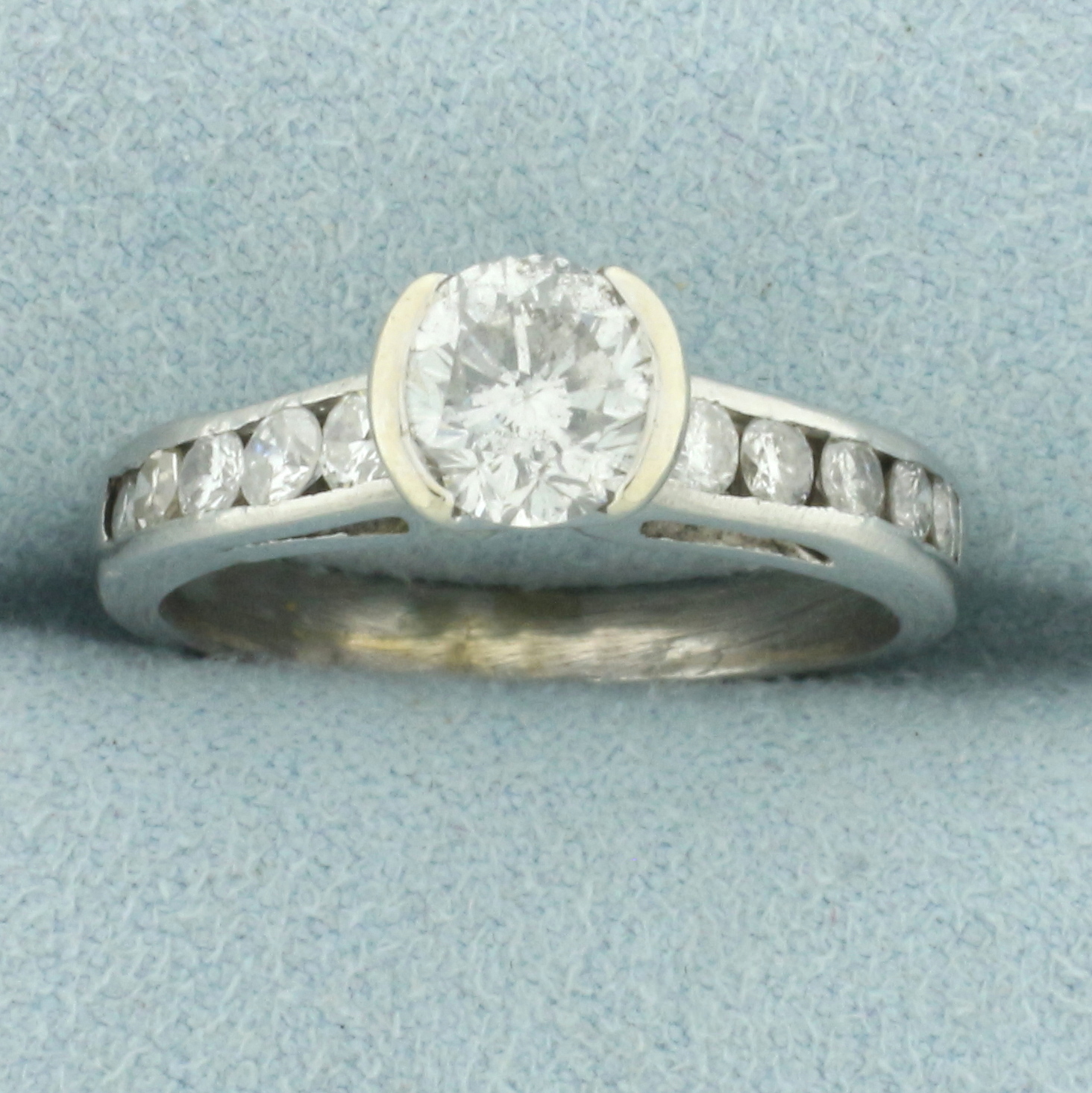 Unique Half Bezel Diamond Engagement Ring in Platinum | Property Room