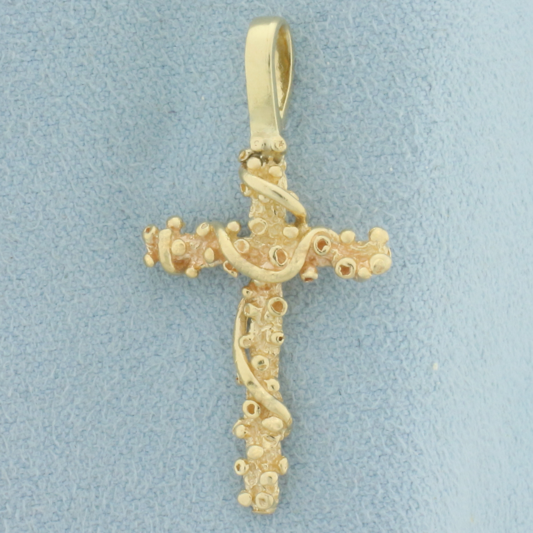 Unique Sunken Treasure Design Cross Pendant in 14k Yellow Gold ...