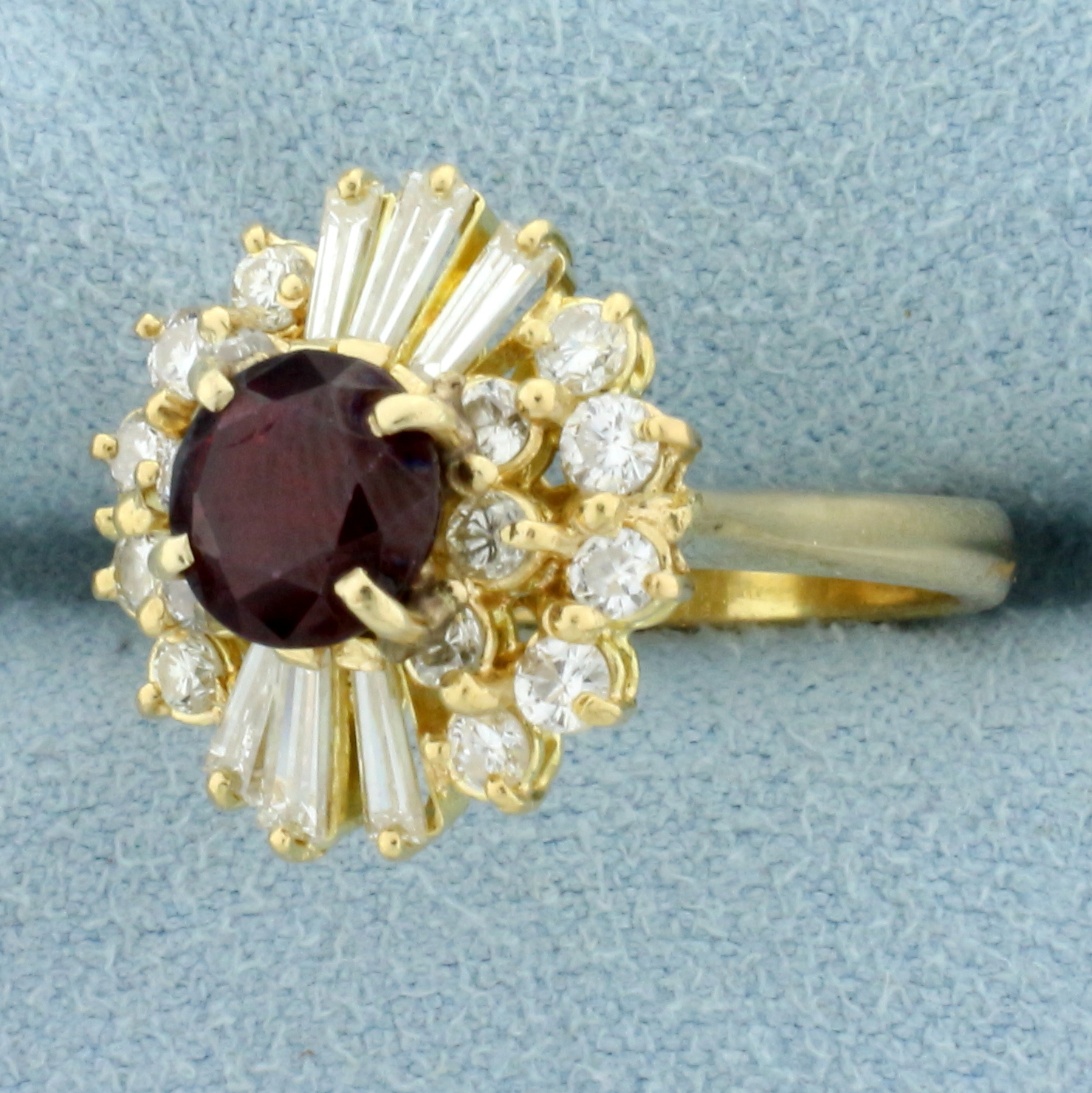 Vintage 2ct TW Natural Ruby and Diamond Ring in 18K Yellow Gold ...