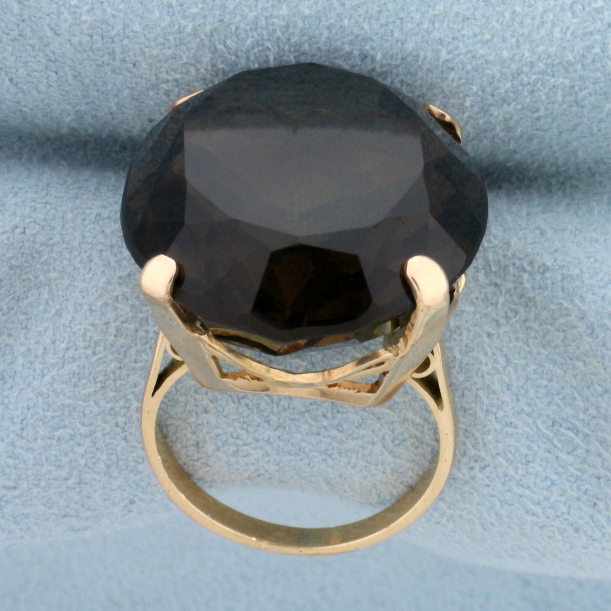 Vintage 50ct Smoky Topaz Statement Ring in 18K Yellow Gold | Property Room