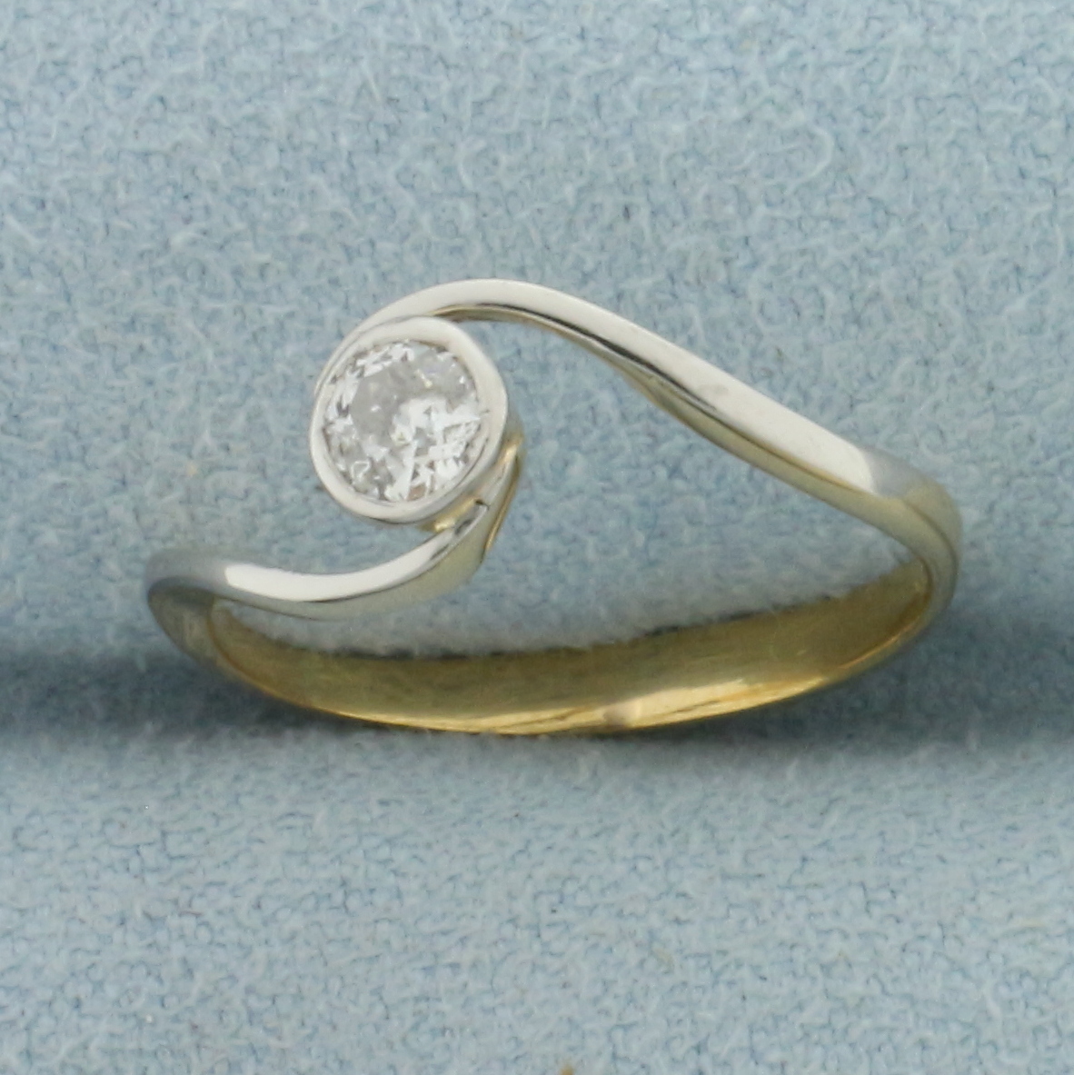 Vintage Bezel Set Old European Cut Diamond Swirl Ring in 18k Yellow and ...