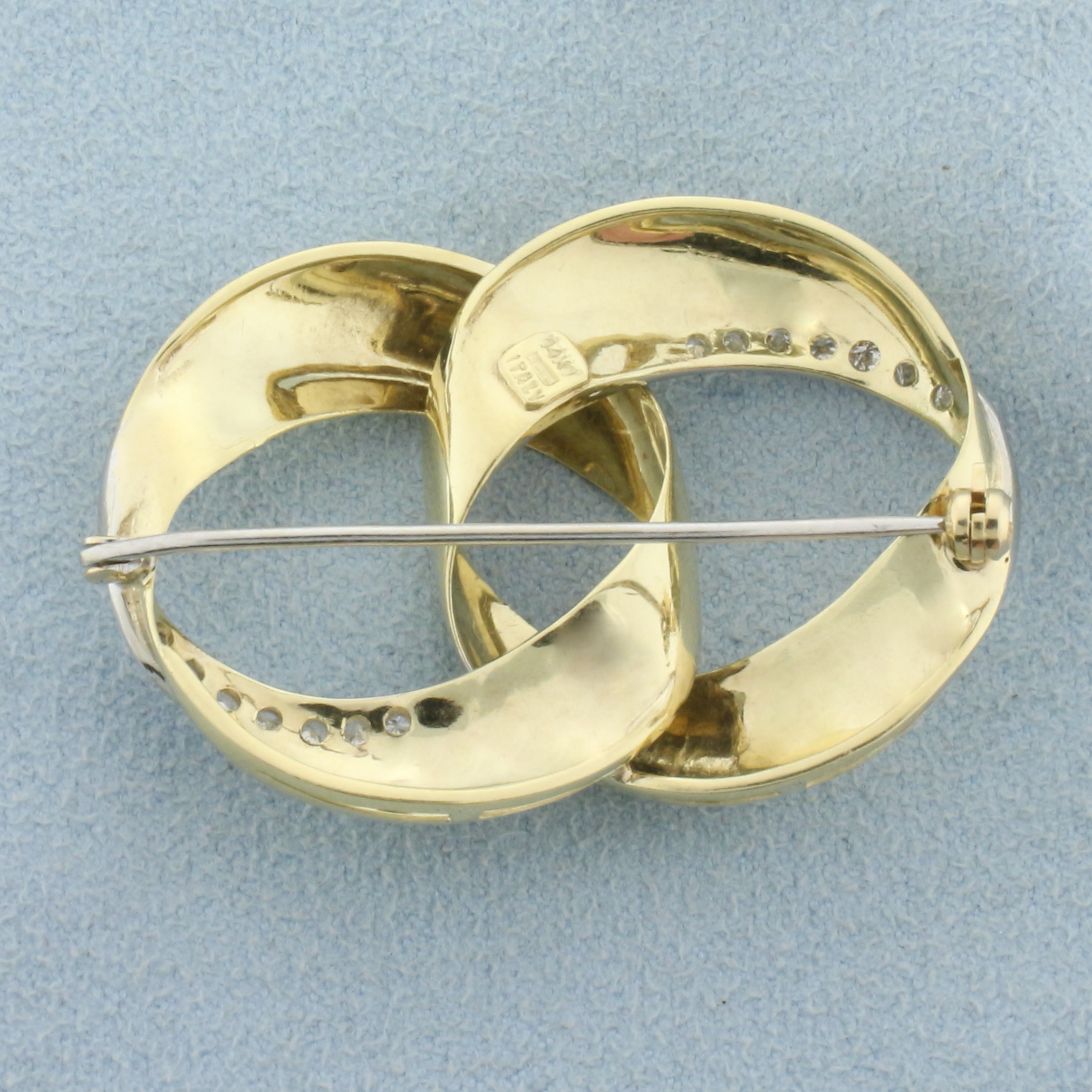 Vintage Diamond Double Circle Pin in 14K Yellow Gold | Property Room