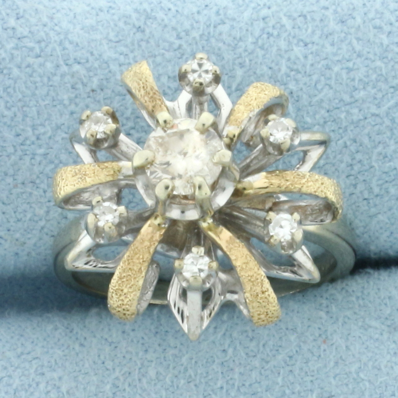 Vintage Diamond Target Ring in 14k White and Yellow Gold | Property Room