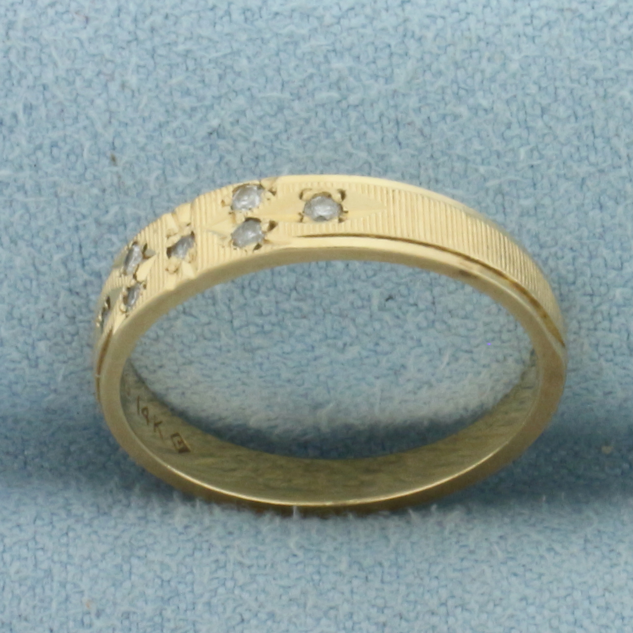 Vintage Engine Turned Diamond Ring in 14k Yellow Gold | Property Room