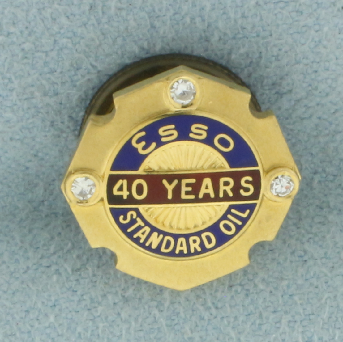 Vintage Esso Standard Oil 40 Years Diamond Pin in 14k Yellow Gold ...