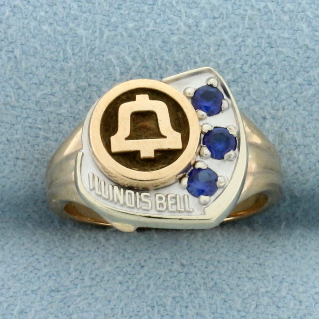 Vintage Illinois Bell Sapphire Ring in 10k Yellow and White Gold ...