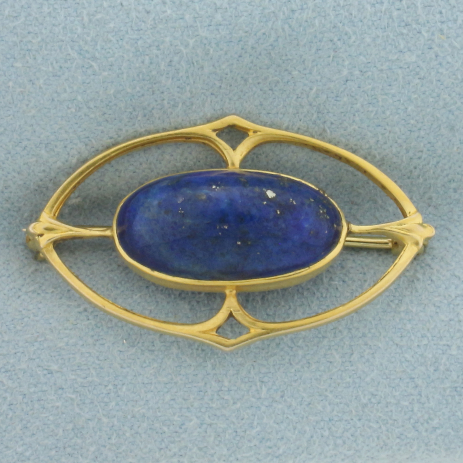Vintage Lapis Lazuli Pin Brooch in 10k Yellow Gold | Property Room
