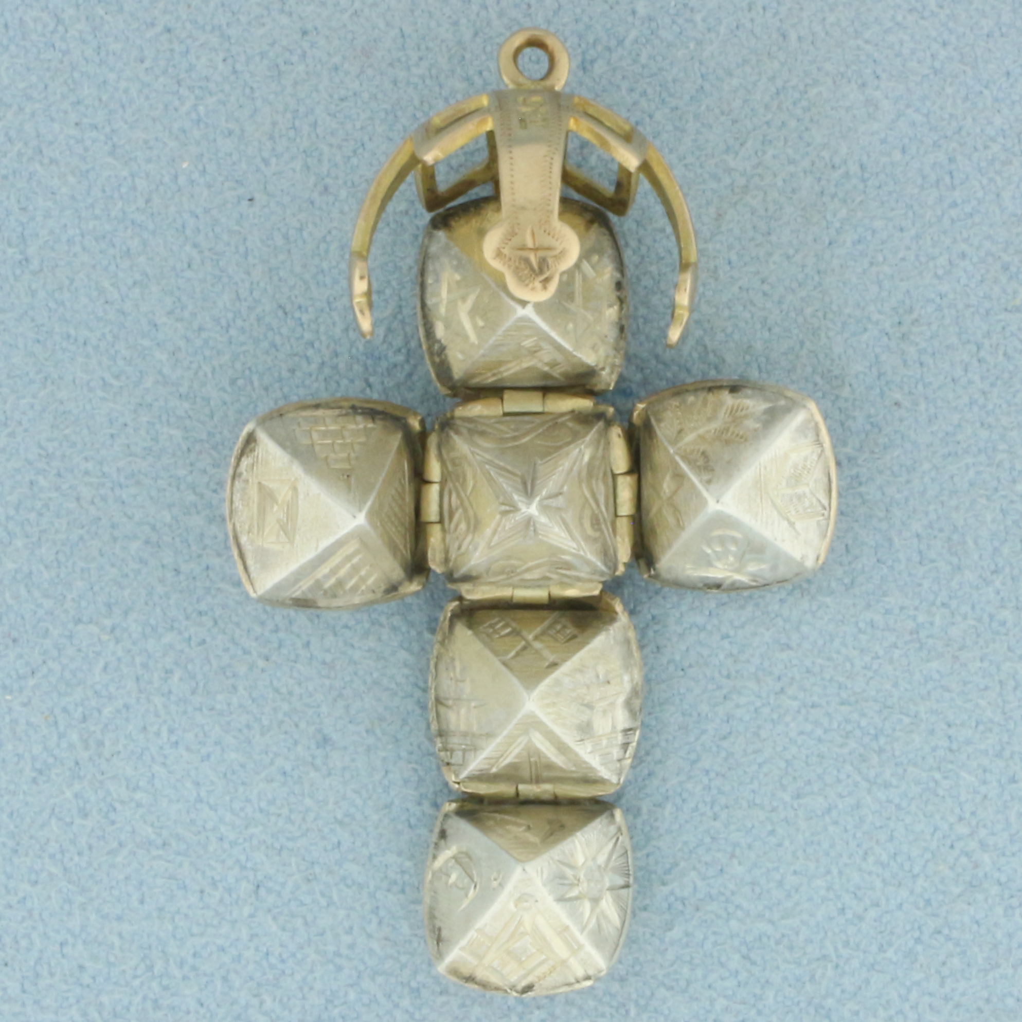 Vintage Masonic Orb Cross Charm or Pendant in 9k Yellow Gold and ...