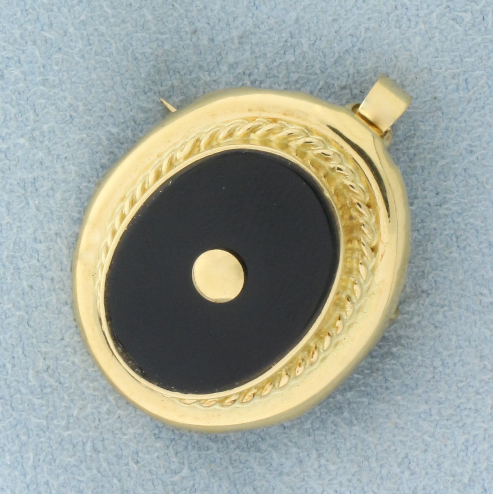 Vintage Onyx Pendant or Pin in 18k Yellow Gold | Property Room