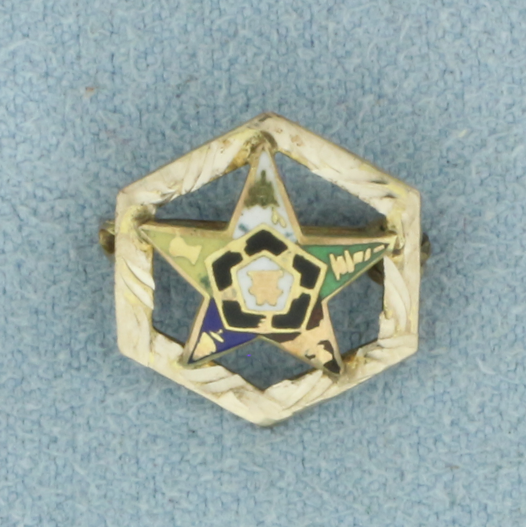 Vintage Order Of The Eastern Star Masonic Pin in 10k Yellow Gold ...