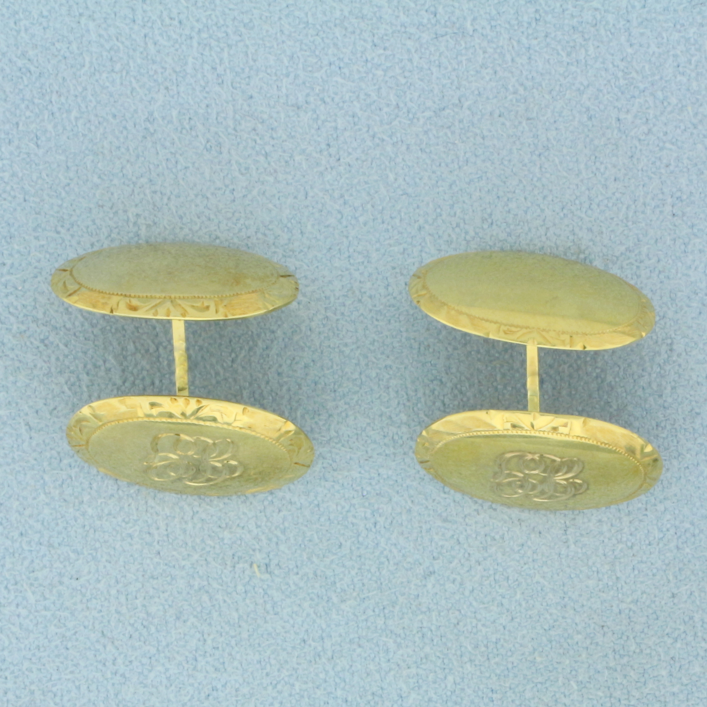 Vintage Oval Cuff Links in 14k Yellow Gold | Property Room