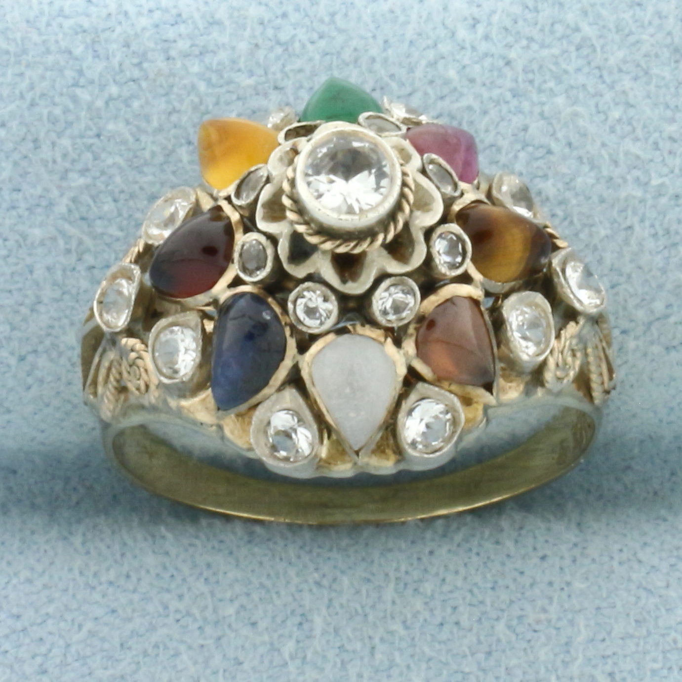 Vintage Rainbow Gemstone Princess Ring in 14k Yellow Gold | Property Room