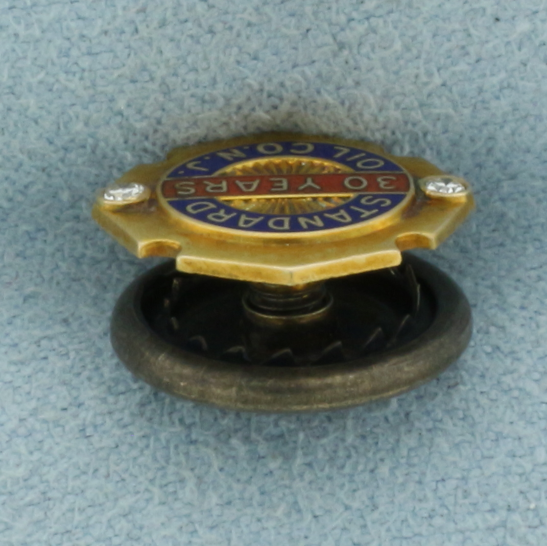 Vintage Standard Oil 30 Years Diamond Pin in 14k Yellow Gold | Property ...