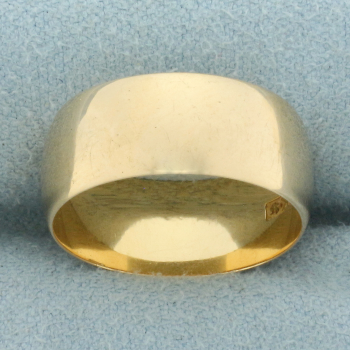 Wide High Polish Half Dome Wedding Band Ring in 18k Yellow Gold ...