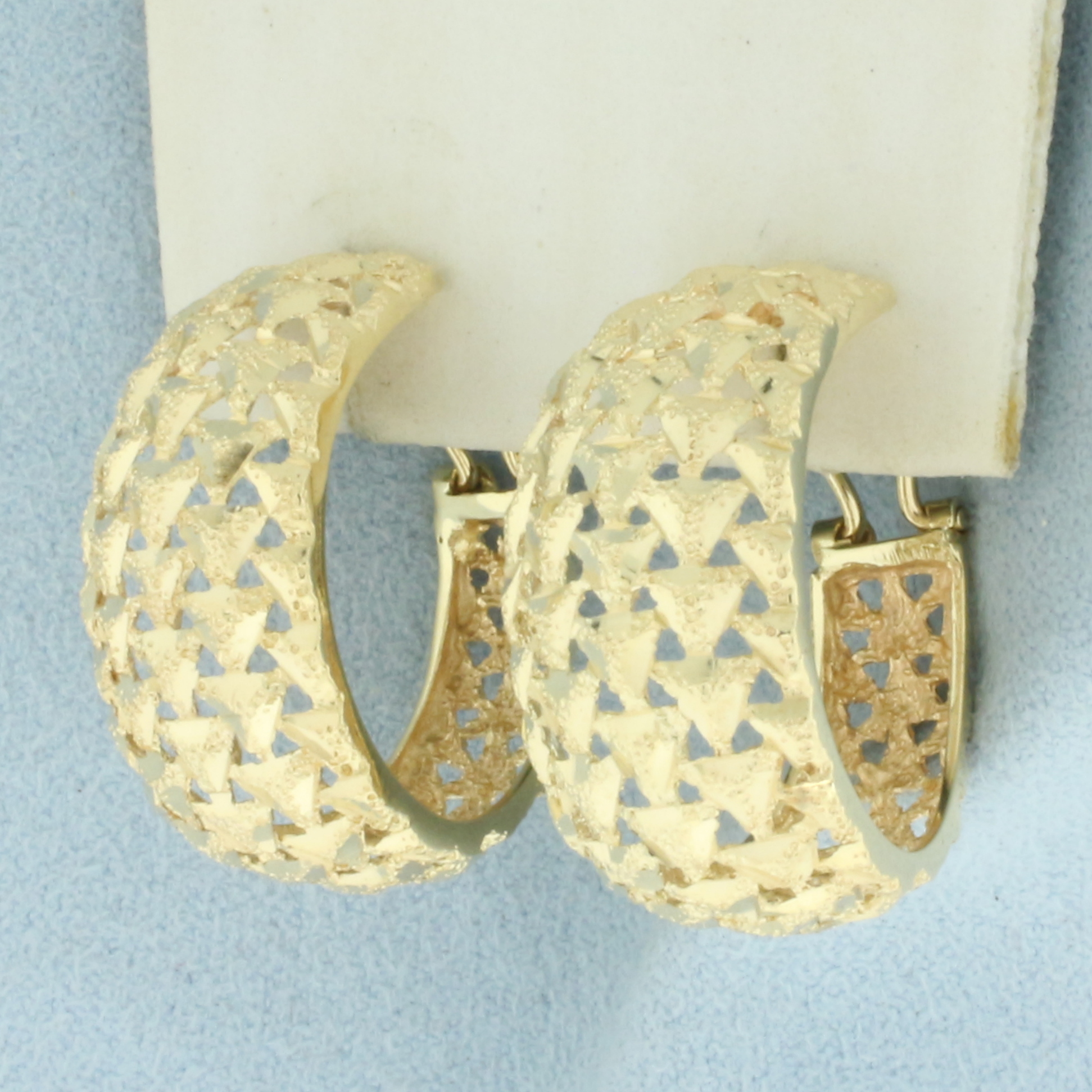 Woven Design Hoop Earrings in 14k Yellow Gold | Property Room