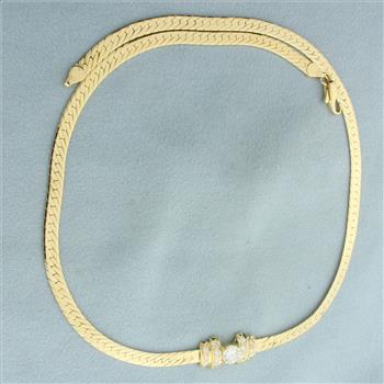 Diamond Herringbone Necklace in 10k Yellow Gold | Property Room