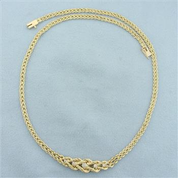 16 Inch Diamond Braided Rope Necklace in 14k Yellow Gold | Property Room