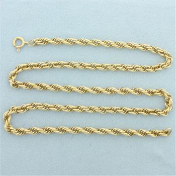 18 Inch Rope Link Chain Necklace in 14k Yellow Gold | Property Room