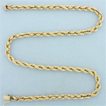 18 Inch Rope Link Chain Necklace in 14k Yellow Gold | Property Room