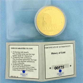 American Mint US History of Gold First US Mint Proof Coin with COA ...