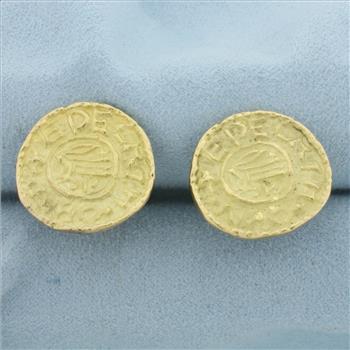 Ancient Greek Coin Cufflinks in 18k Yellow Gold | Property Room