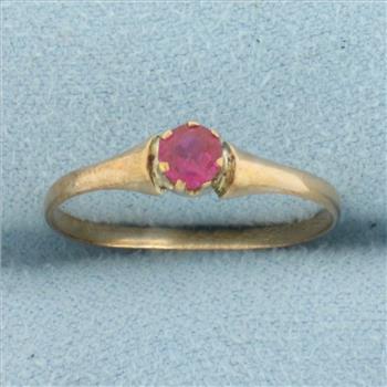 Antique Old Mine Cut Ruby Solitaire Ring in 10k Yellow Gold | Property Room