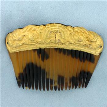 Antique Tortoise Shell Comb in 18k Yellow Gold | Property Room