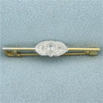 Antique White Sapphire Pin in 18K Yellow and White Gold | Property Room