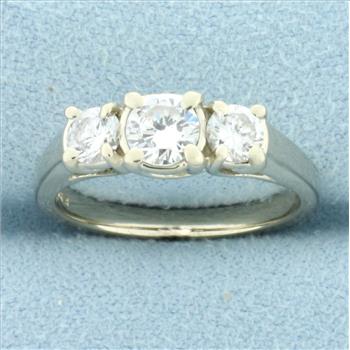 CZ Three Stone Wedding Ring in 14k White Gold | Property Room