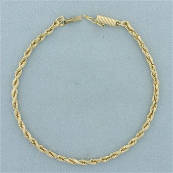Diamond Cut Rope Bracelet in 14k Yellow Gold | Property Room