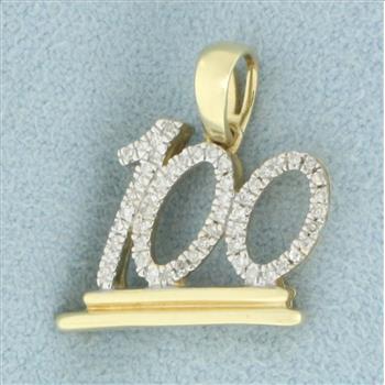 Diamond Number 100 Pendant or Charm in 10k Yellow Gold | Property Room