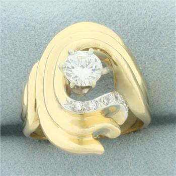 Diamond Swoop Design Ring in 14k Yellow Gold | Property Room