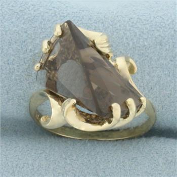 Fancy Cut Smoky Topaz Swoop Ring 10k Yellow Gold | Property Room
