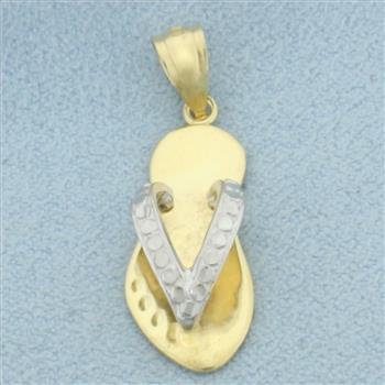 Flip Flop Sandal Pendant in 14k Yellow and White Gold | Property Room