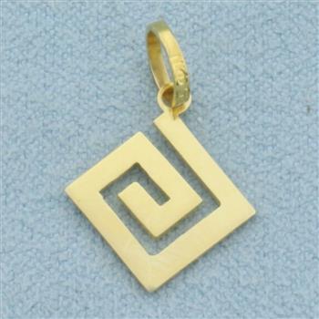 Greek Key Pendant or Charm in 14k Yellow Gold | Property Room