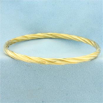 Hinged Twisting Design Bangle Bracelet in 14k Yellow Gold | Property Room