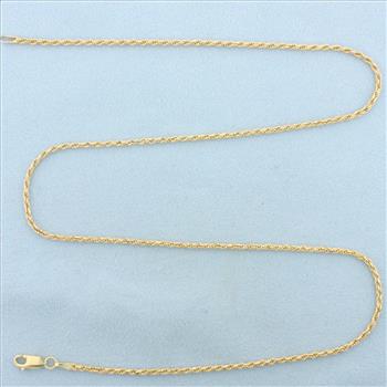 Italian 20 Inch Rope Link Chain Necklace in 14k Yellow Gold | Property Room